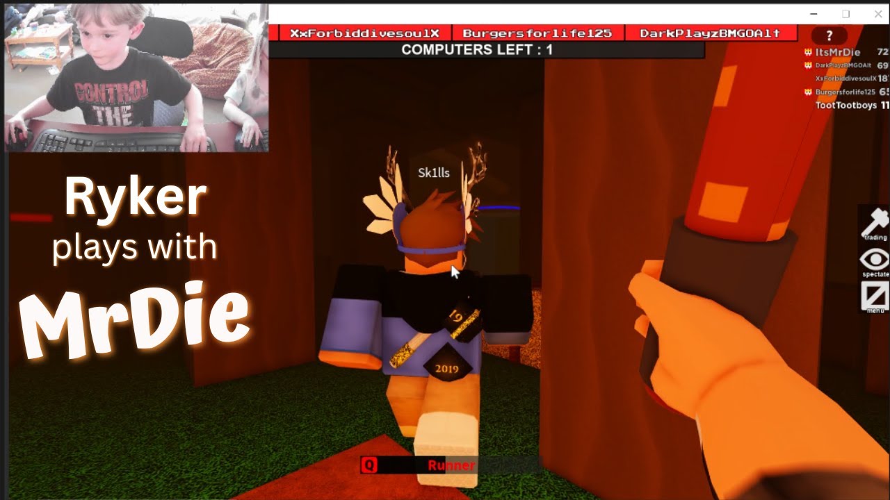 Ryker plays Roblox Flee the Facility with YouTuber MrDie - YouTube