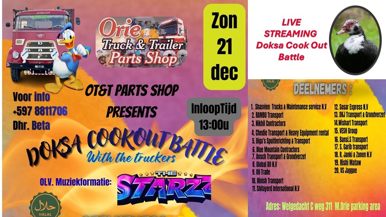 Livestreaming. Doksa cook out battle bij Orie Truc en Trailer Parts ...