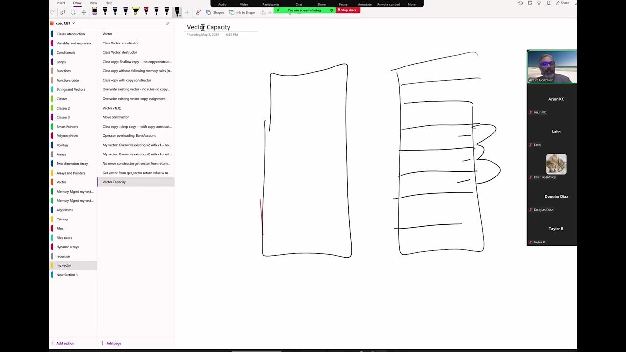050224 COSC 1337 C++ Class Memory Mgmt: my vector reserve and push back - YouTube