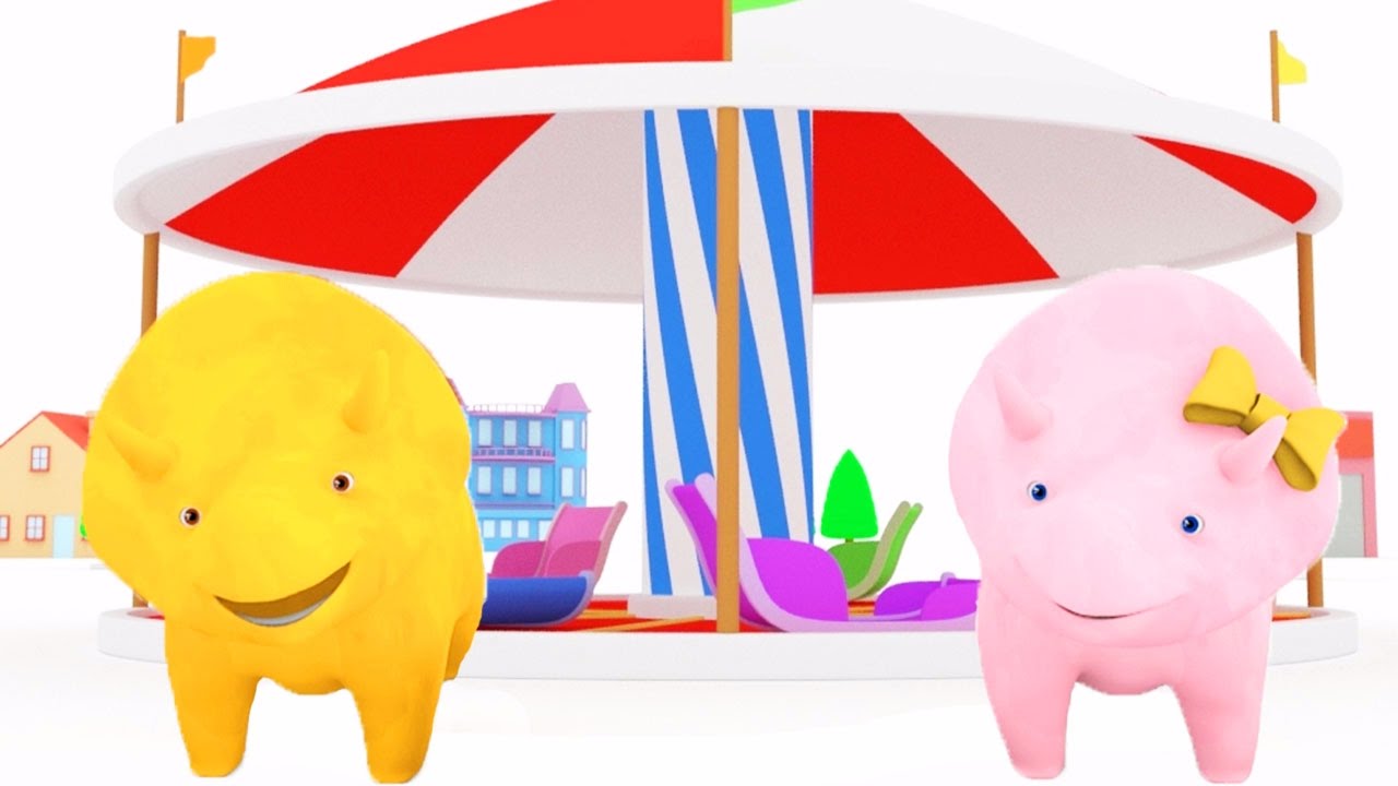Learn colors playing merry-go-round with Dina and Dino the Dinosaurs ...