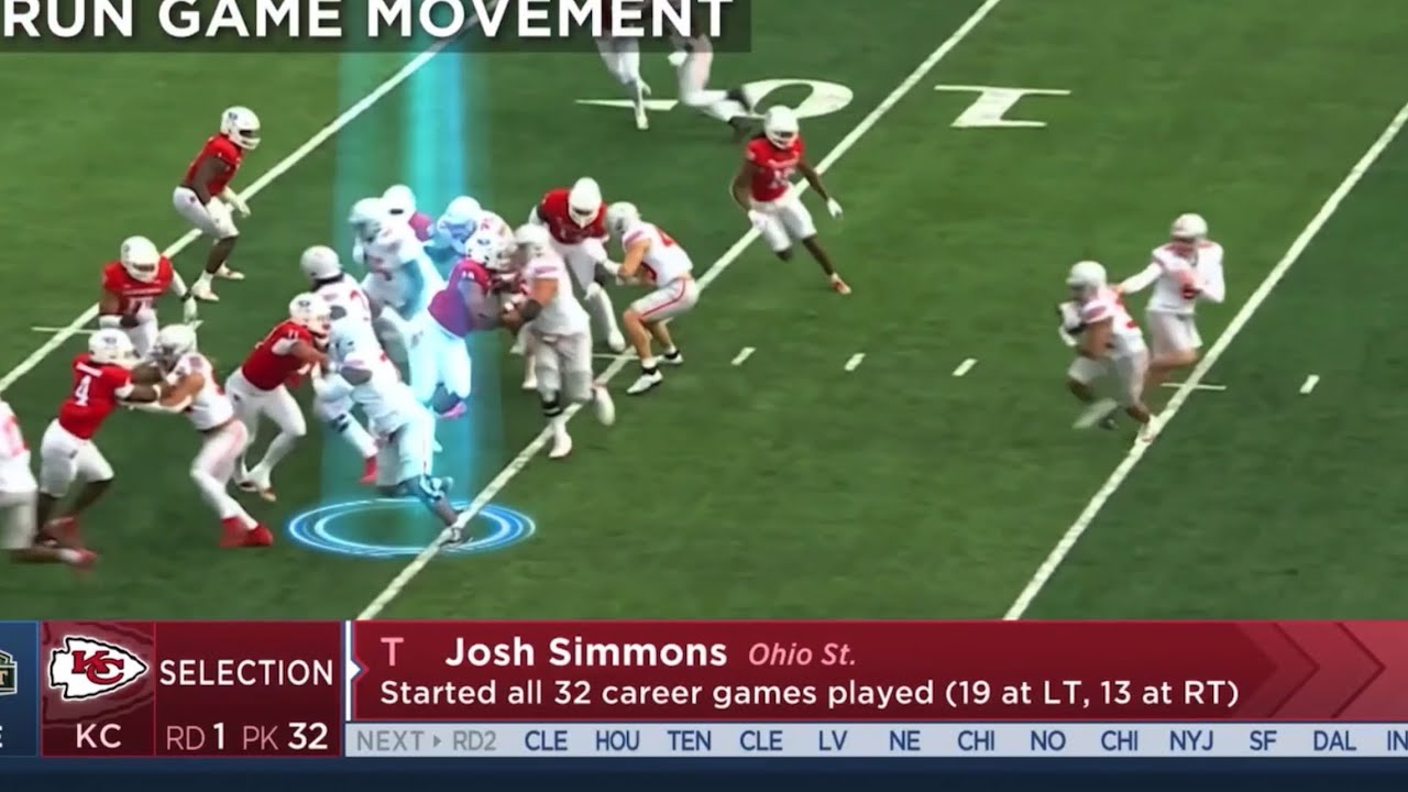 Chiefs Pick Josh Simmons With The Last Pick In the 1st Round | 2025 NFL ...