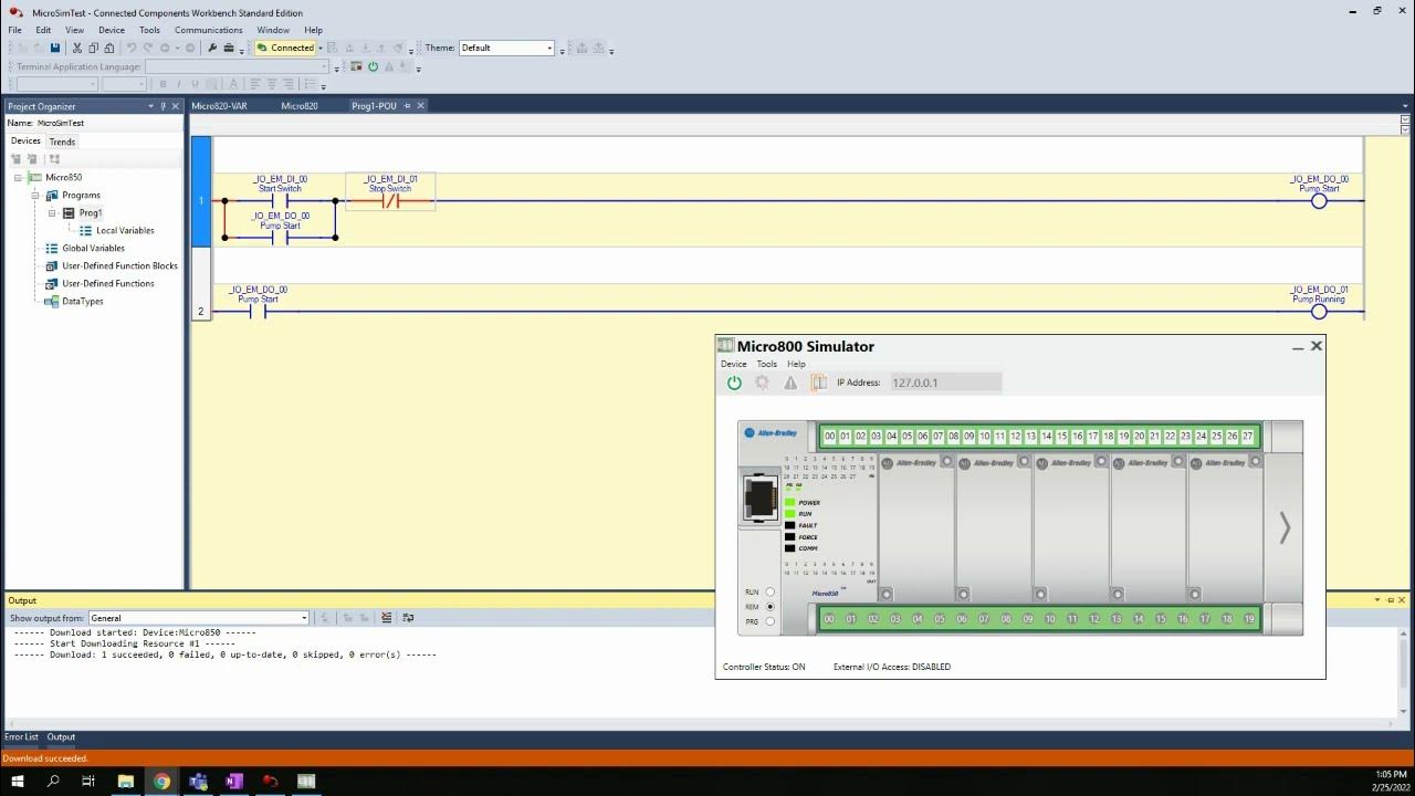Basic Ladder Diagram Program with the Micro850 Simulator - YouTube