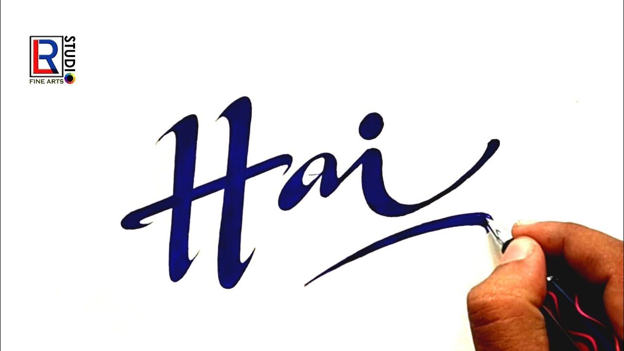 Hai text Art with Ball point Pen. - YouTube