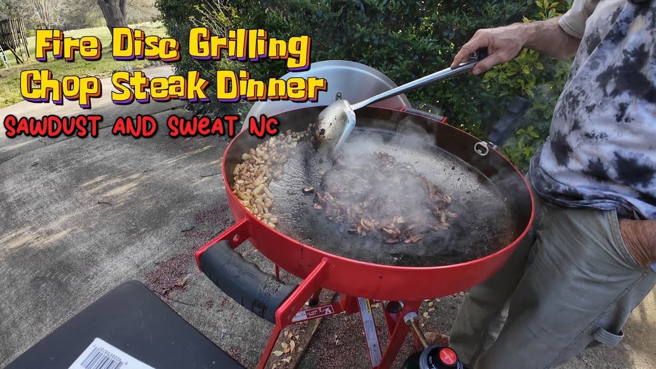 Fire Disc Grill Chopped Steak-Budget Meal - YouTube