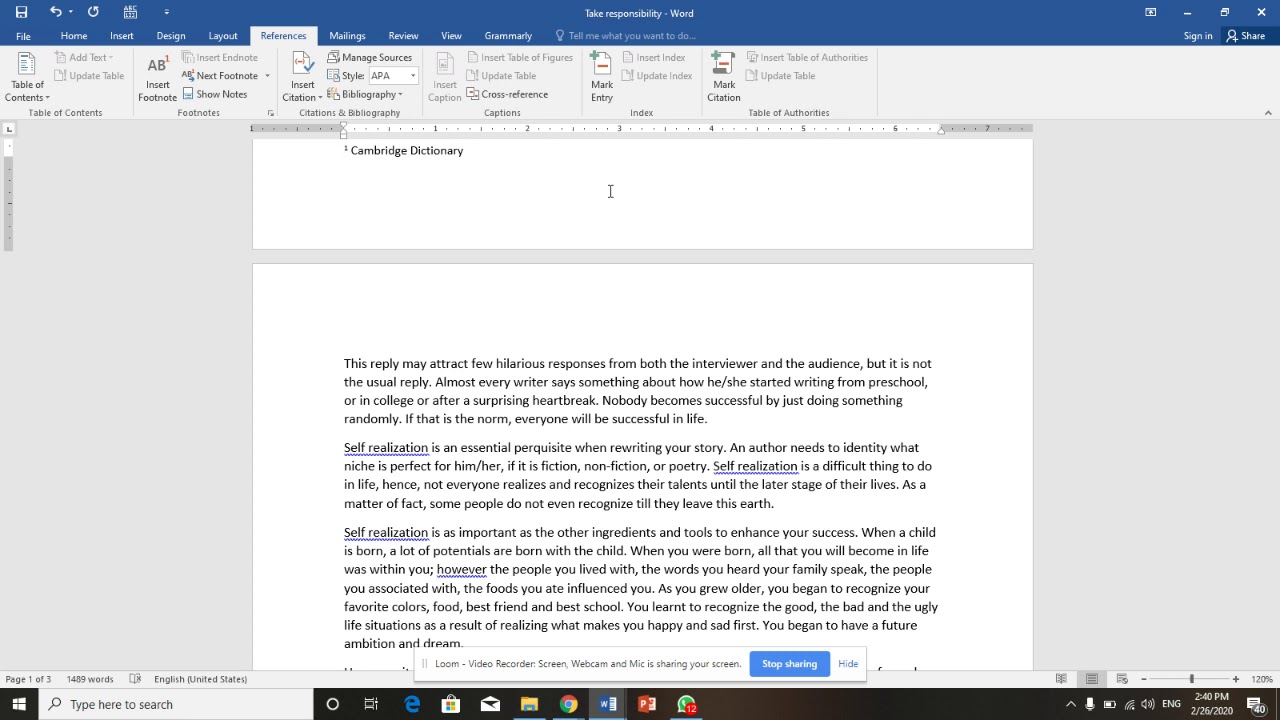 How to Insert Endnotes and Footnotes to your Manuscript - YouTube
