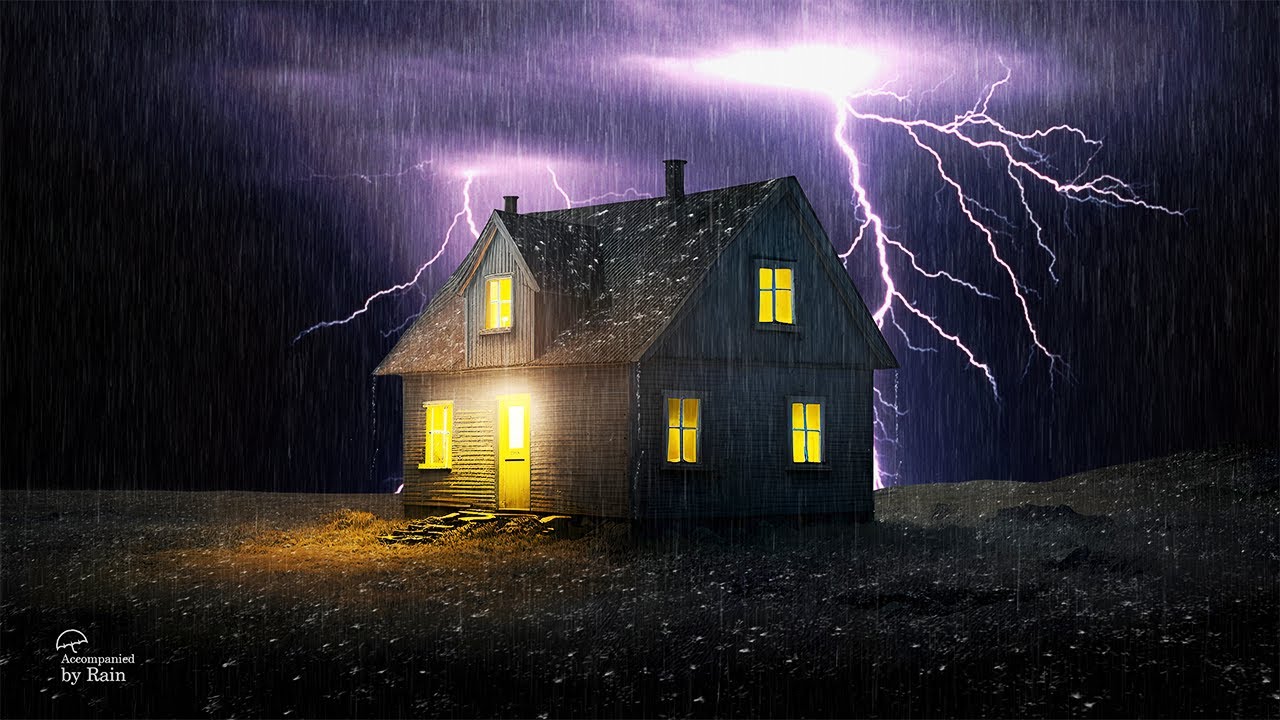 Sleep Instantly with Heavy Rain and Thunder Sound in An Old House ...