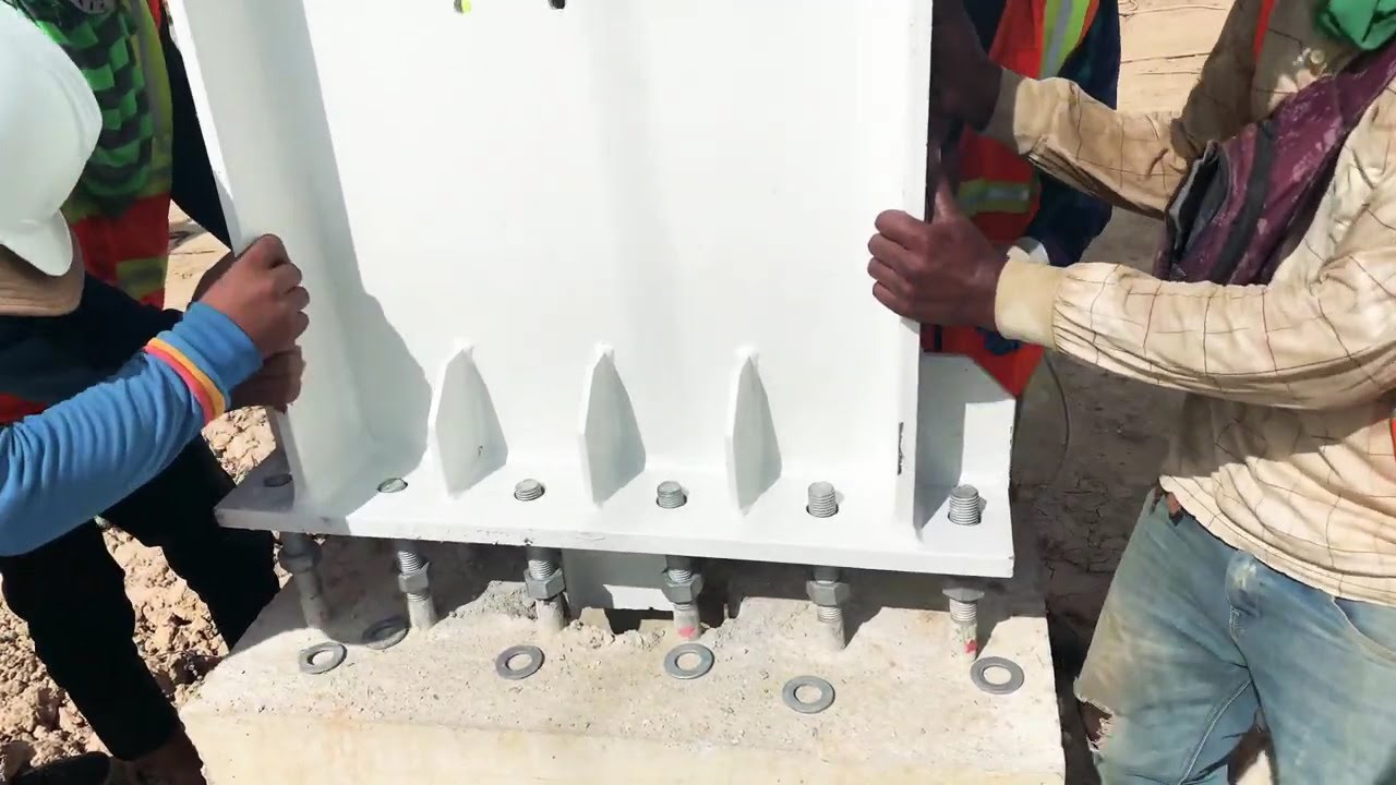 Steel structure columns install - YouTube