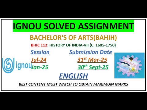 IGNOU ASSIGNMENT FOR BHIC 112, HISTORY OF INDIA-VII (C. 1605-1750), IN ...
