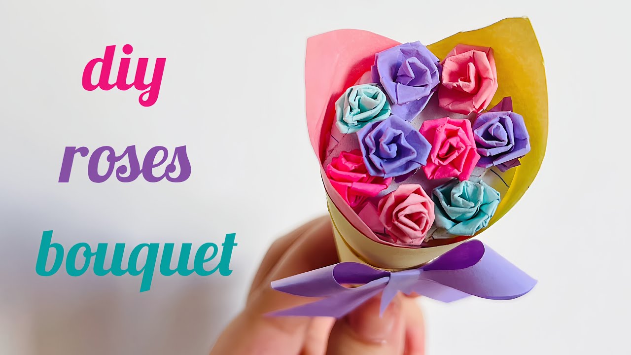 DIY Mini Paper Roses Bouquet | Cute Gift Idea | Easy Craft Idea - YouTube