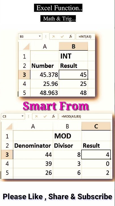 Excel Function Int And Mod Formula Excelformula Excelfunction Exceltricks Int Mod Youtube 7967
