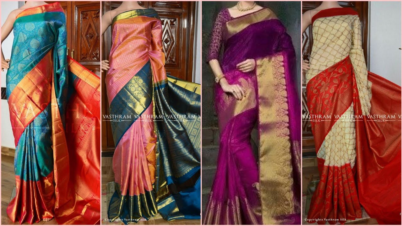 Broad border silk saree designs | Thick border silk saree - YouTube