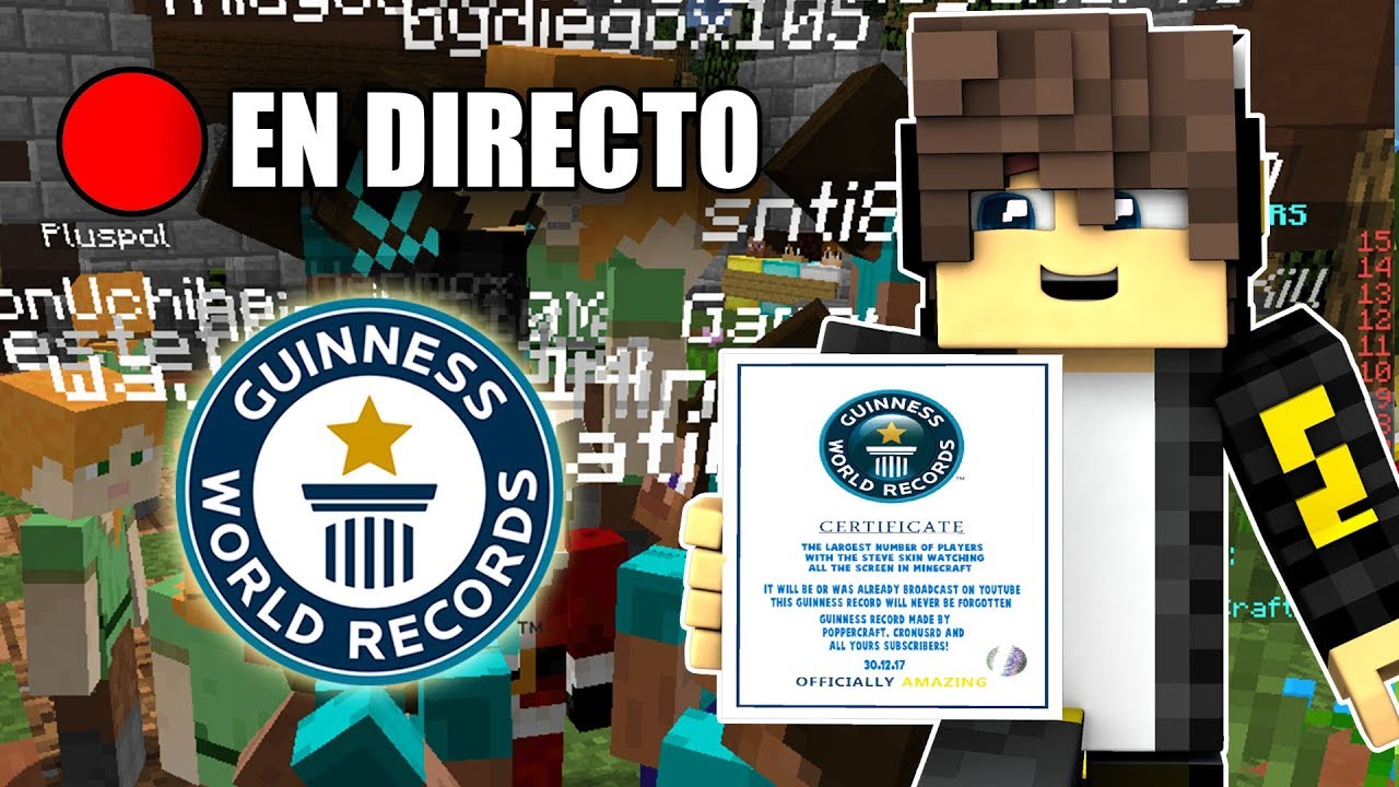 INTENTAMOS BATIR UN RECORD GUINNESS DE MINECRAFT EN DIRECTO!! 😱 ...