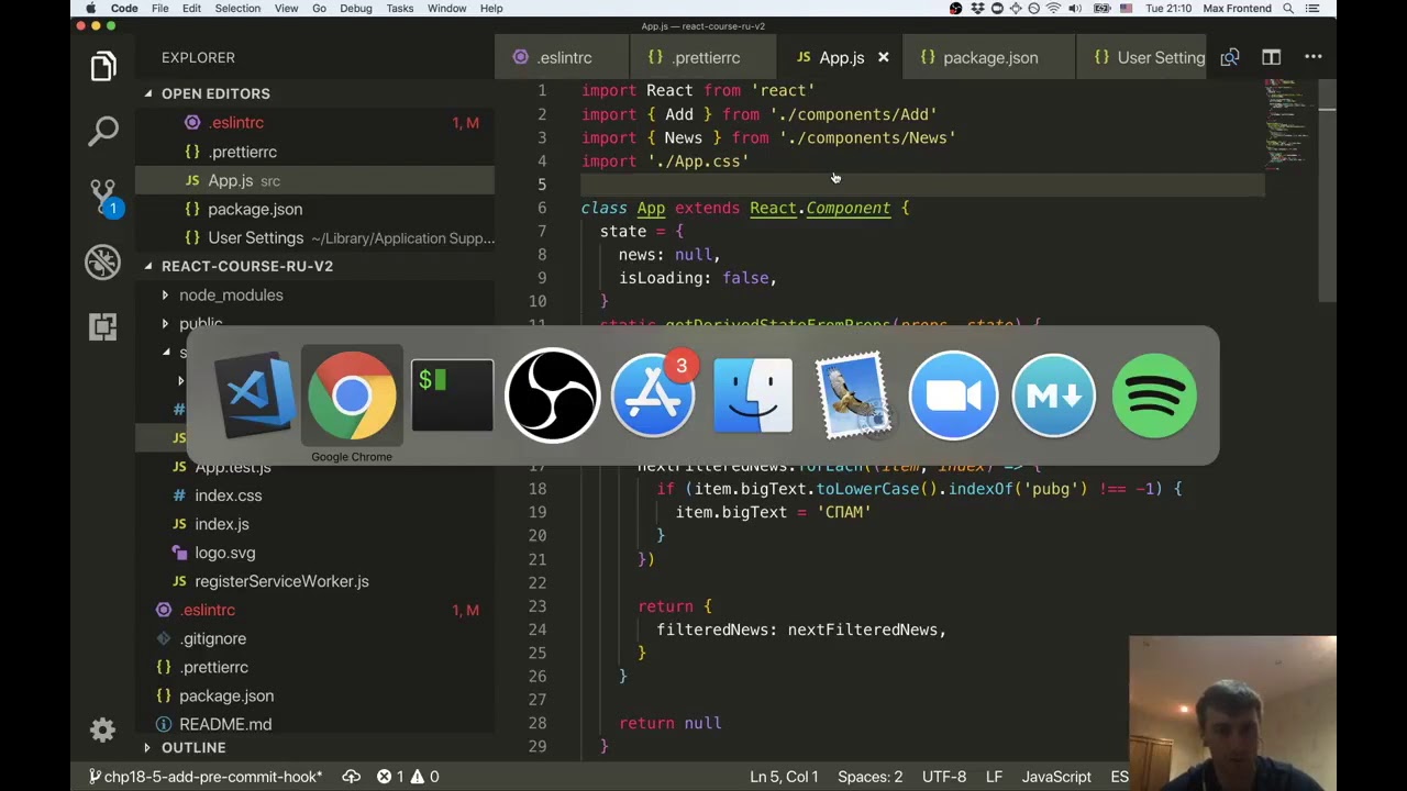 Как настроить eslint, prettier и pre-commit hook - YouTube
