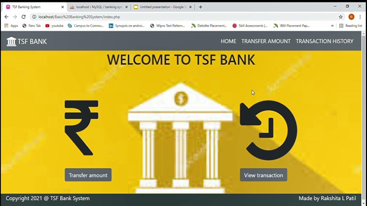 Basic Banking System using PHP and Mysql. #GRIPAPRIL21. - YouTube