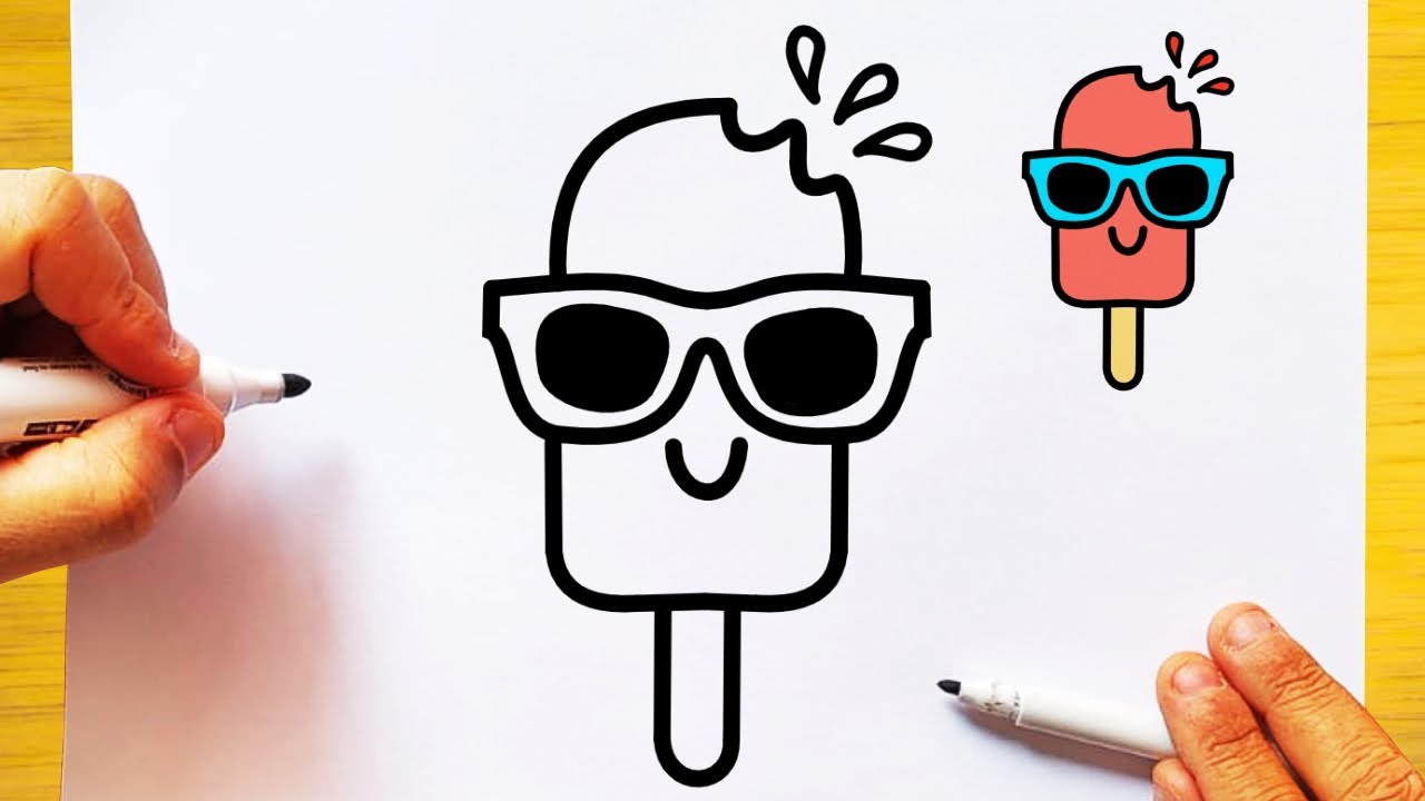 HOW TO DRAW A COOL POPSICLE WITH GLASSES easy step by step - YouTube