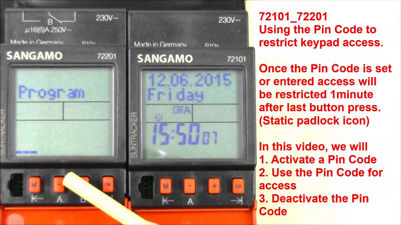 Sangamo DIN 72101 & 72201 - Using the Pin Code - YouTube