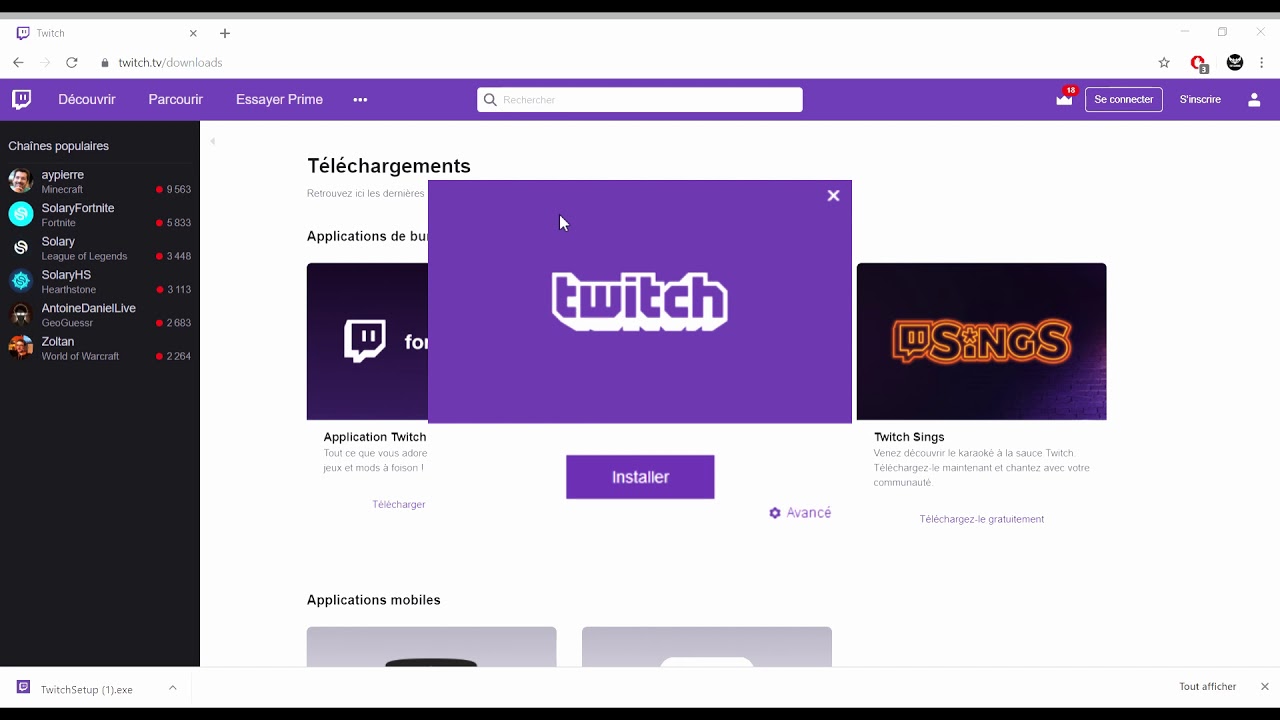 TUTO COMMENT INSTALLER TWITCH !!! - YouTube