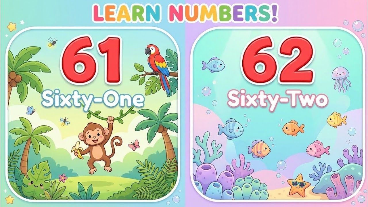 How to Learn Numbers | 61 and 62 - YouTube