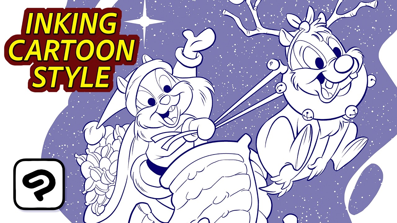 Inking Cartoon Style : Digital Inking Process - YouTube