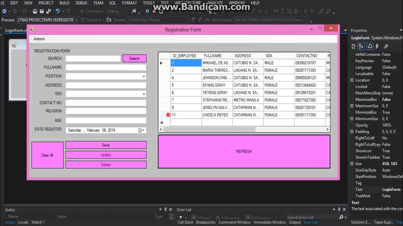Simple Employee Registration System with CRUD Functionality on VB.Net and SQL Server 2008 - YouTube