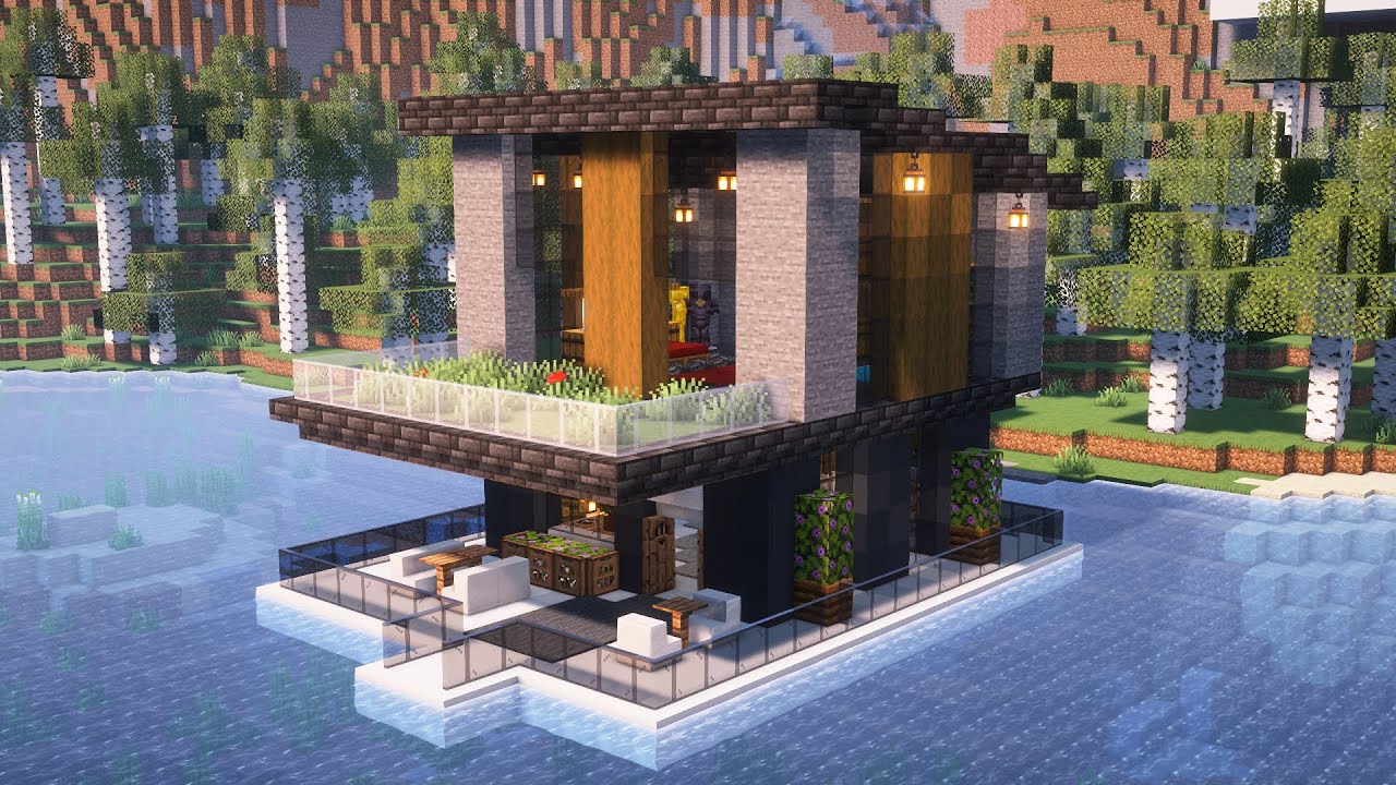 🛠️MODERN LAKE HOUSE / Minecraft Tutorial - YouTube