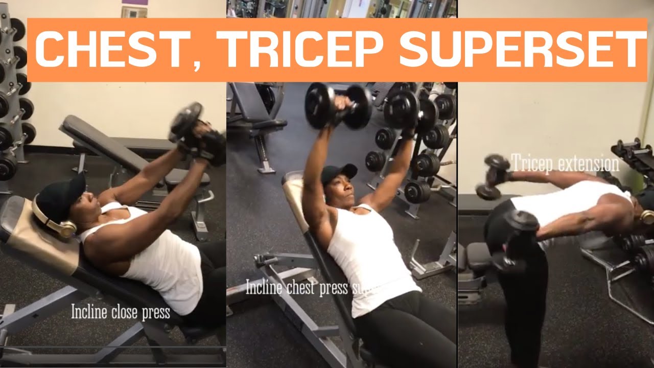 Chest, Tricep, Shoulder Superset - YouTube