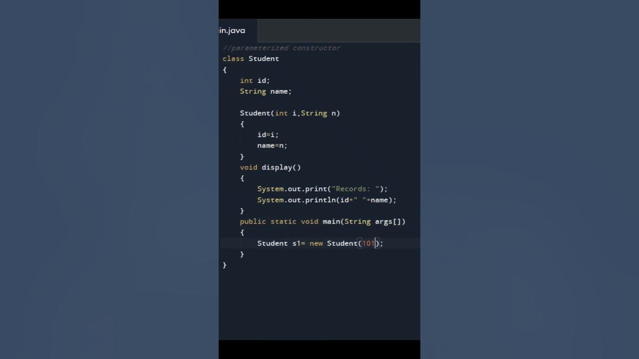 Constructor Program In Java Parameterized Constructor Coding In Java Core Java Programs