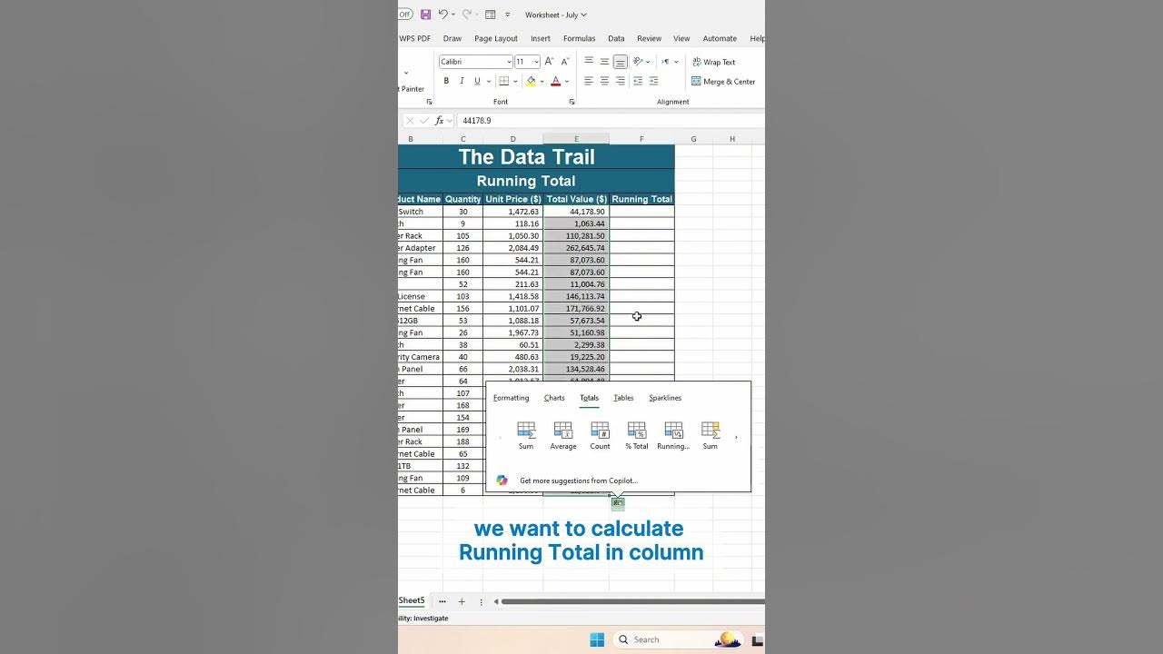 How to calculate Running Total quickly in Excel #excel #exceltutorial #microsoftoffice # ...