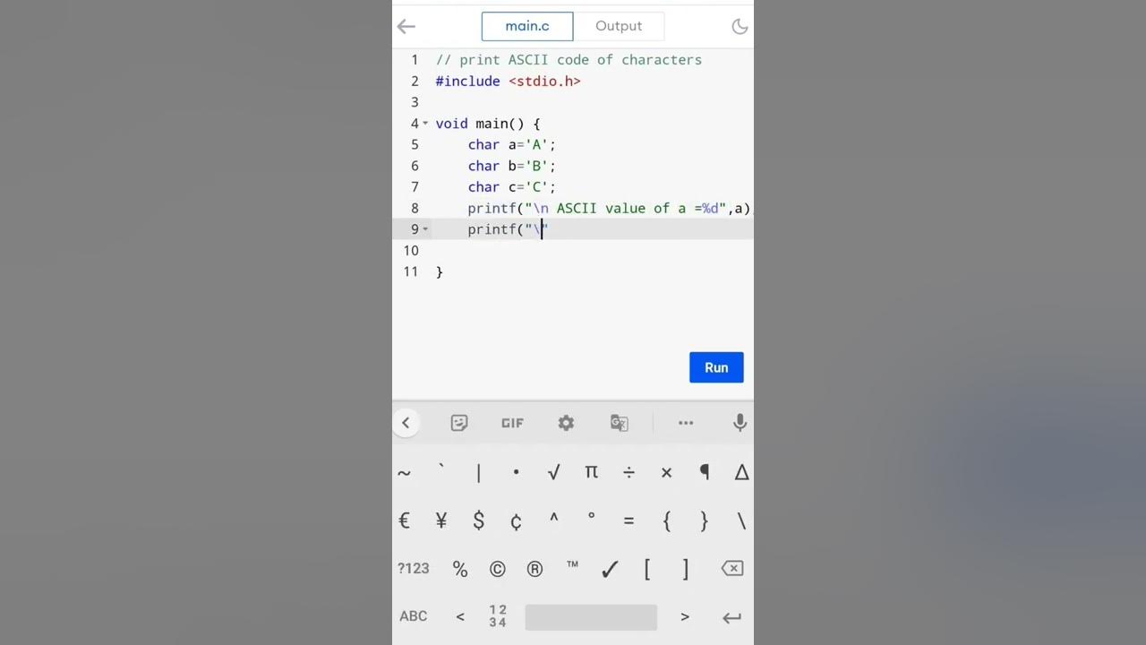 Print Ascii Code Of Characters C Programming Shorts Coding Guru 😎 6748