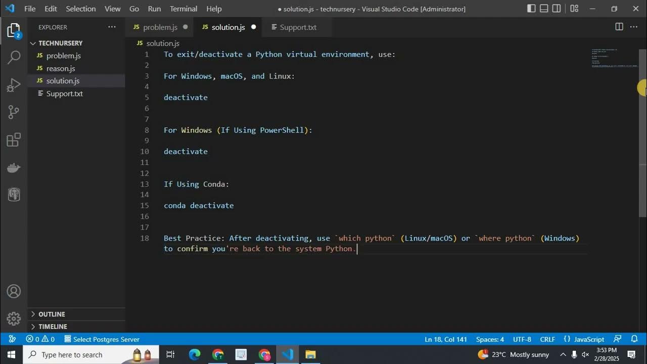 How to Exit or Deactivate a Python Virtual Environment - YouTube