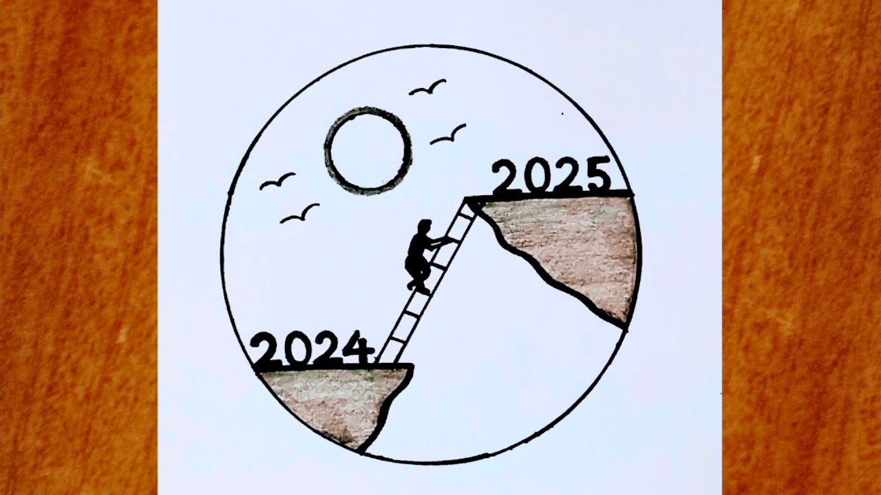 Happy New year 2025 drawing // Easy New year drawing // Happy New year ...
