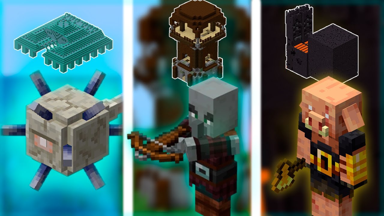 MOBS E SUAS ESTRUTURAS NO MINECRAFT - YouTube