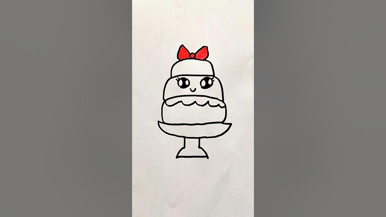 رسم كعكة/كيفية رسم كعكه كيوت خطوة بخطوة/تعليم الرسم للاطفال/رسم سهل ...