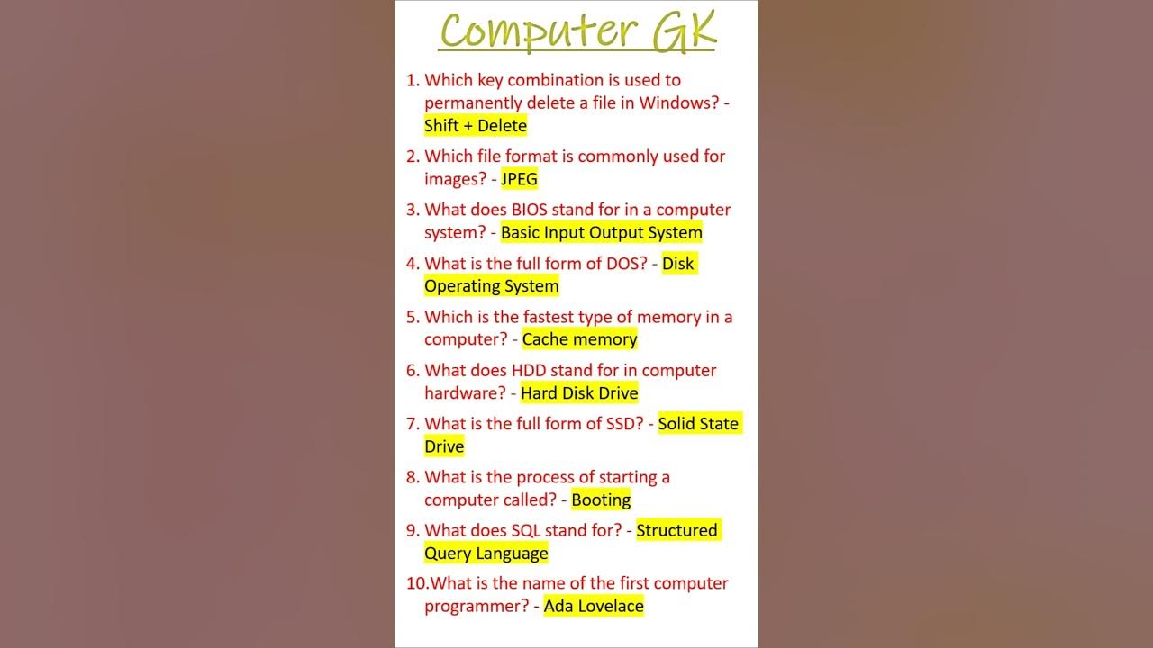 Computer Awareness One-liners #computer #computerknowledge #computerawareness #competitiveexams ...