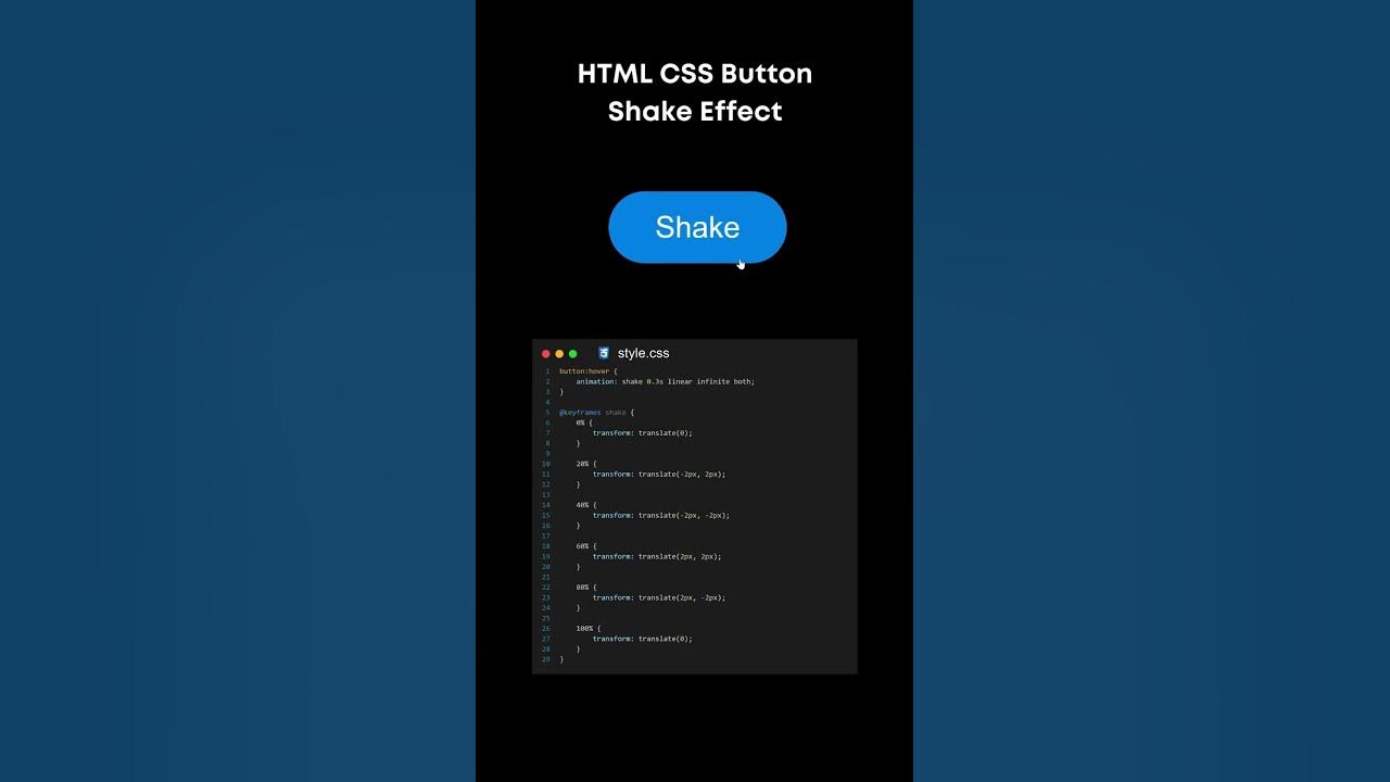 Css Shake Button Html Css Css Html Tutorials Cssbutton Youtube