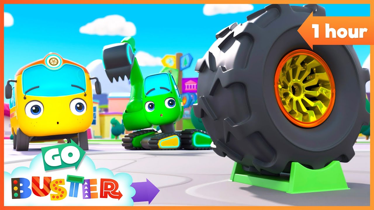 😅 Too Big, Too Small! Buster Finds the Perfect Tyre 🛞 | Go Buster - Bus ...
