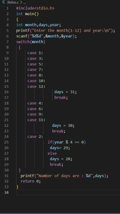WRITE A PROGRAM TO COMPUTE THE NUMBER OF DAYS IN A MONTH || CAREWELL CODING || - YouTube