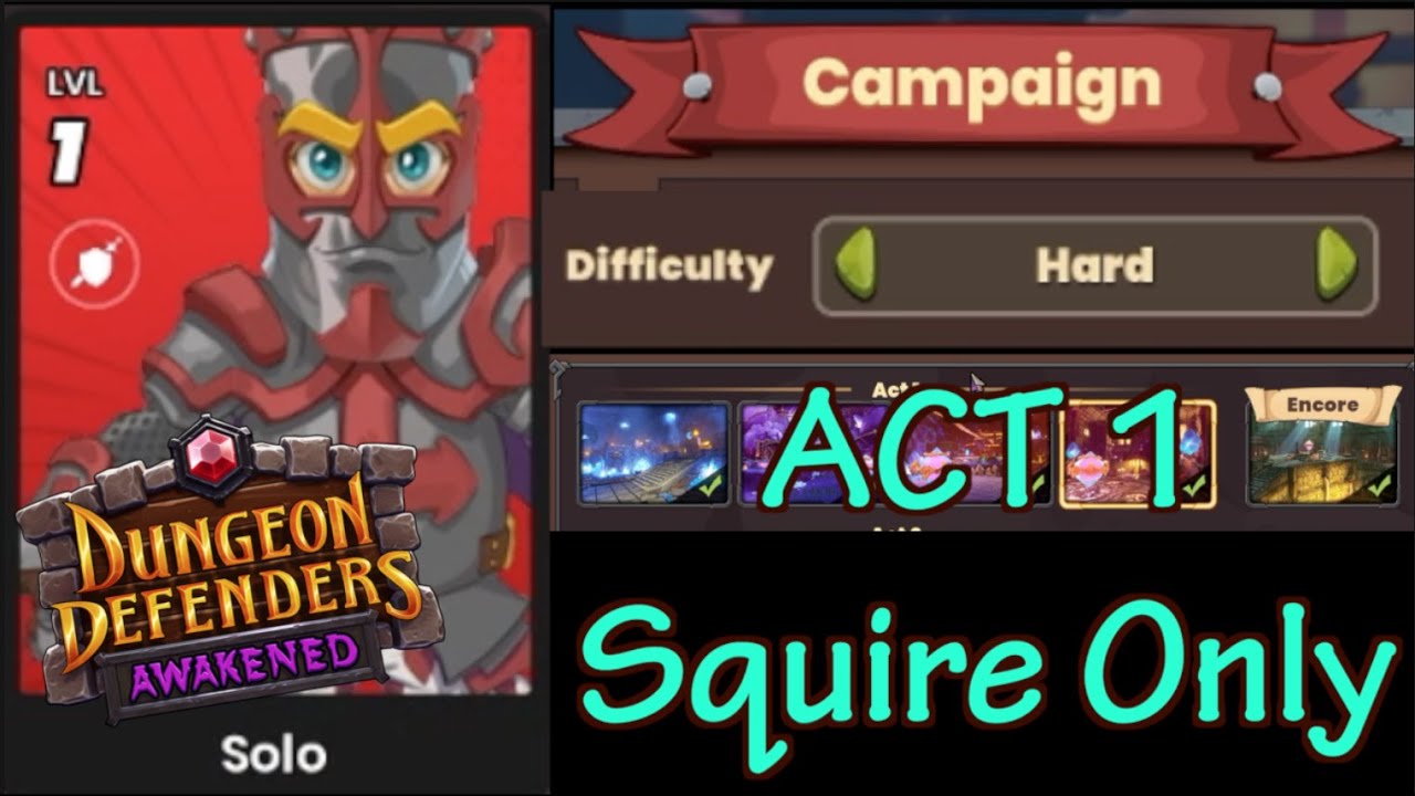 DDA Challenge: SQUIRE ONLY Act 1 Hard Campaign (Level 1 Start ...