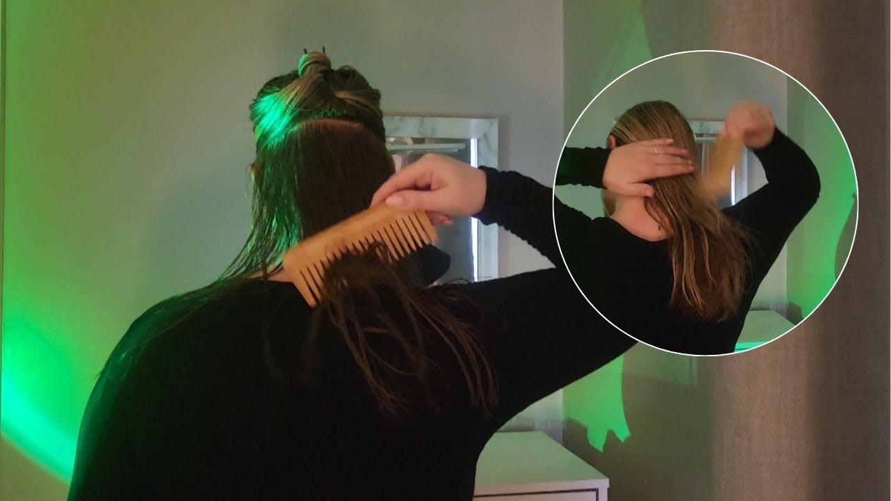 Wet hair play. Brushing, combing and stroking my wet hair. - YouTube