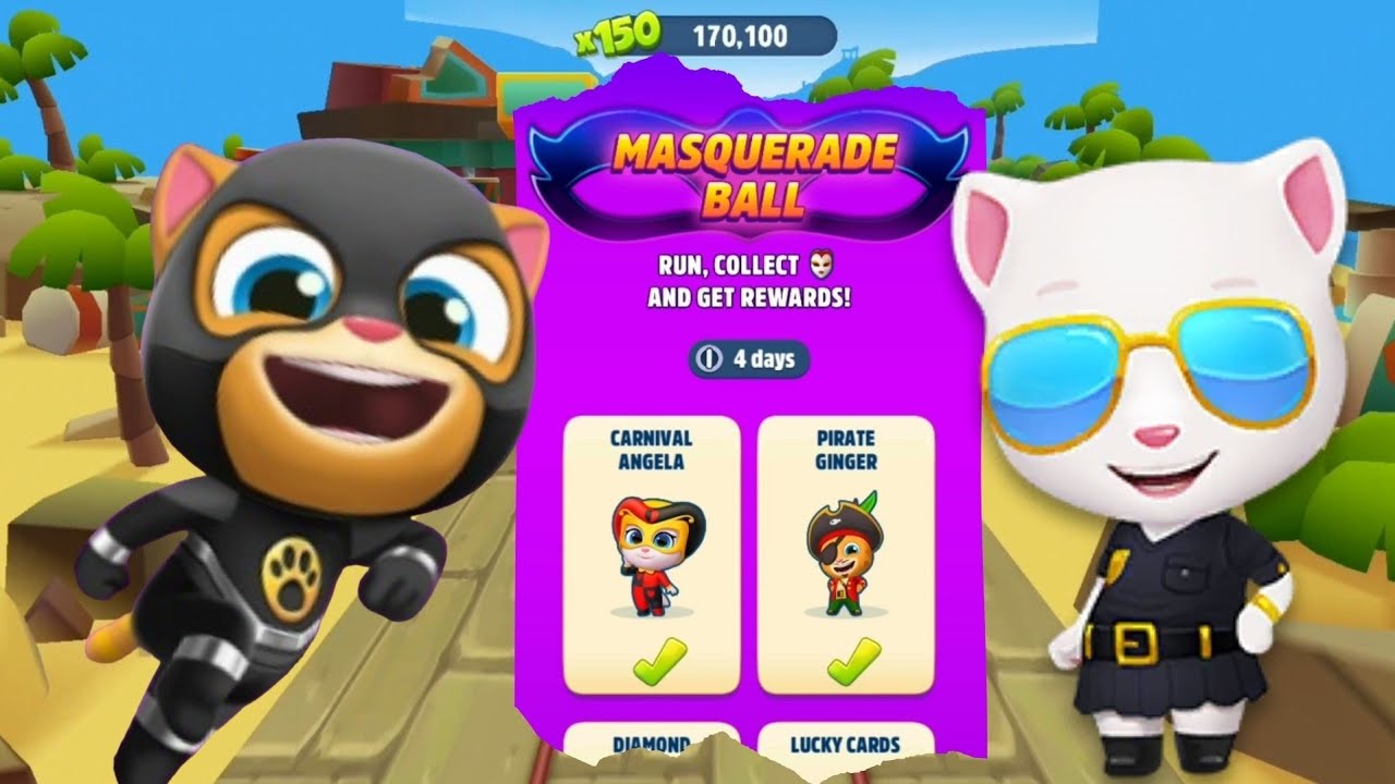 Talking Tom Gold Run Game-Super Ginger vs Agent Angela in Masquarade ...