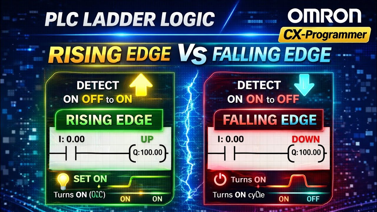 Rising & Falling Edge in Omron PLC | UP & DOWN Instruction CX ...
