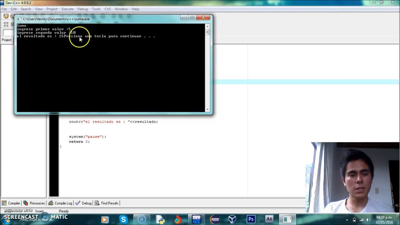 como hacer una suma en c++ - YouTube