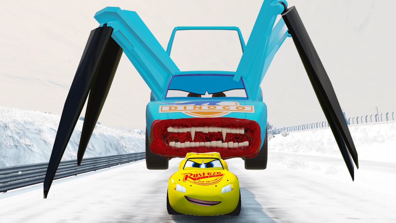 Epic Escape From Blue Dinoco Robot Spider Eater VS The Lightning ...