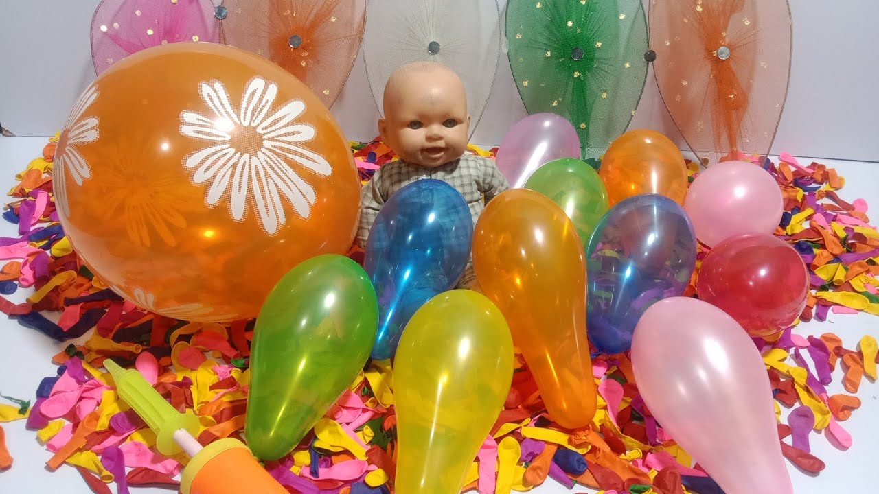 Lots of Small Colorful Balloons || Big balloons with baby - YouTube