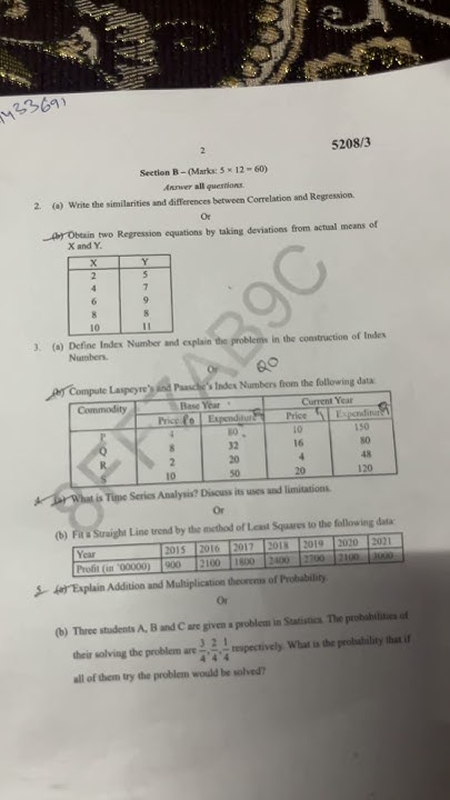 Degree b.com 4th semester business statistics 2 previous question paper #bcom #statistics ...
