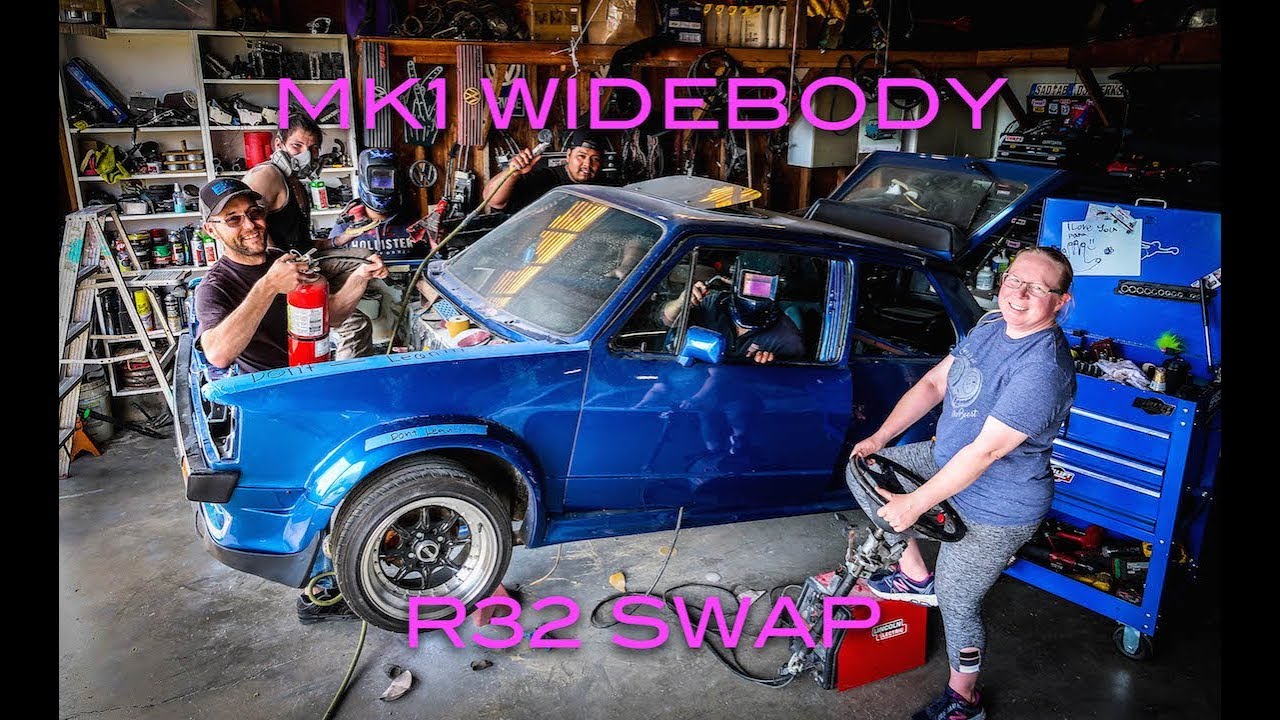 MK1 Rabbit R32 Swap * Shaved Bay, O2J, Wiring* Pt 4 - YouTube