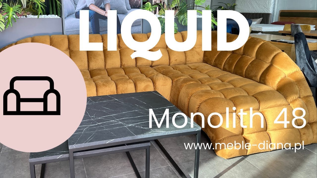 Narożnik pikowany LIQUID w tkaninie hydrofobowej Monolith 48 miodowy ...