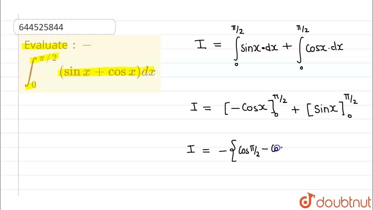 Evaluate :- int_(0)^(pi//2)(sinx+cosx)dx | 11 | DAILY PRACTICE PROBLEMS | PHYSICS | RESONANCE EN ...
