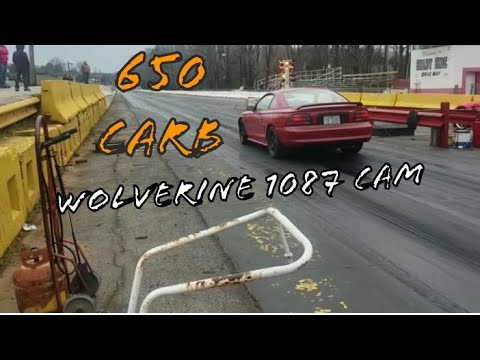 SN95 Mustang 650 Carb Swap Wolverine 1087 Cam Idle 1/4 Mile - YouTube