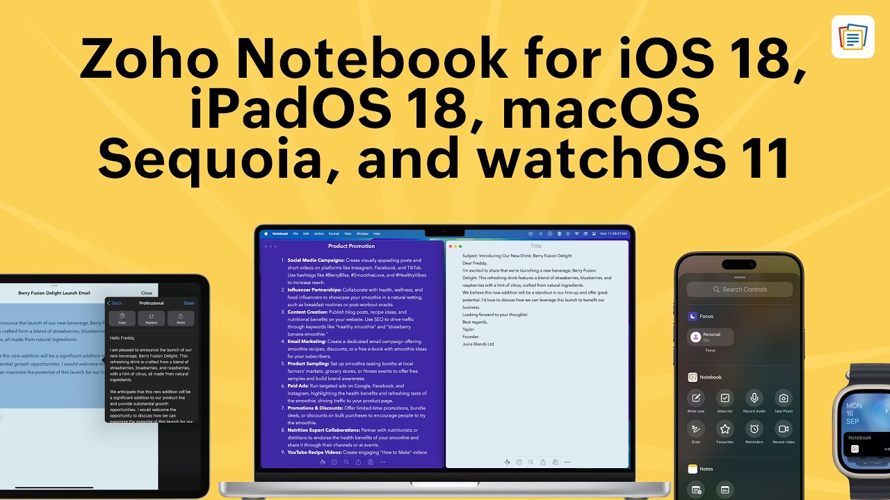Zoho Notebook for iOS 18, iPadOS 18, macOS Sequoia, and watchOS 11 ...
